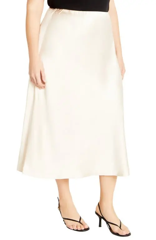 City Chic Miranda Midi Skirt - Cream
