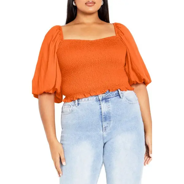 City Chic Chrysie Smocked Crop Top