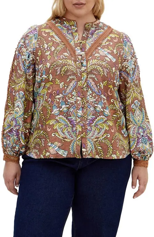 City Chic Paisley Split Neck Blouse