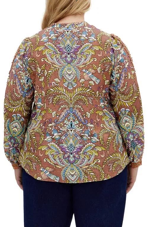 City Chic Paisley Split Neck Blouse