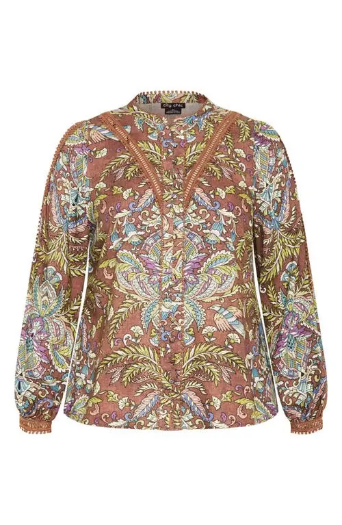 City Chic Paisley Split Neck Blouse