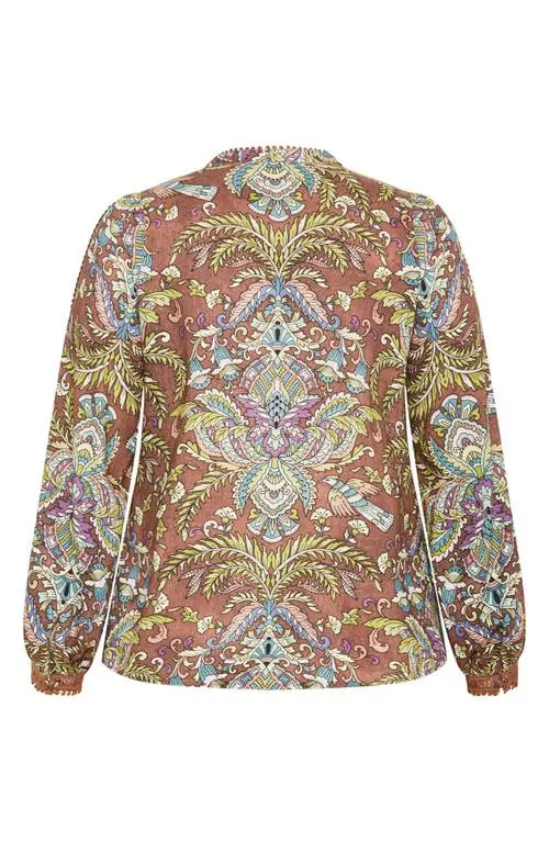 City Chic Paisley Split Neck Blouse
