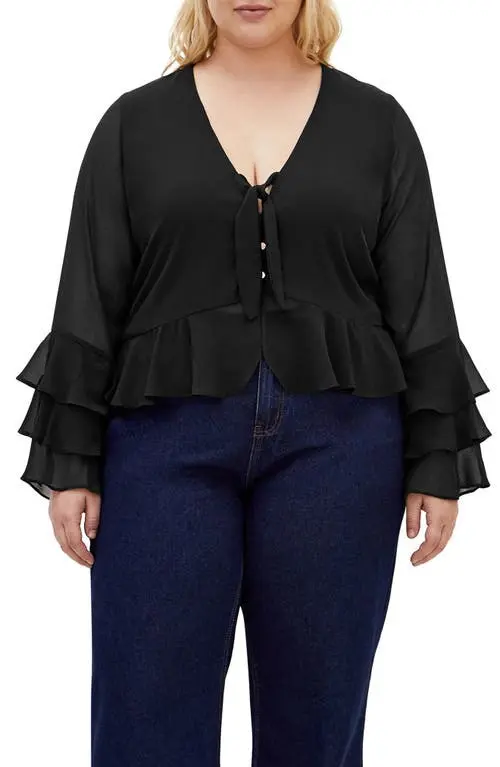 City Chic Trixie Ruffle Peplum Top