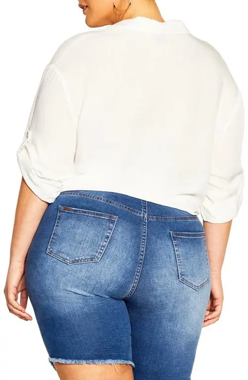 City Chic Tie Hem Button-up Shirt
