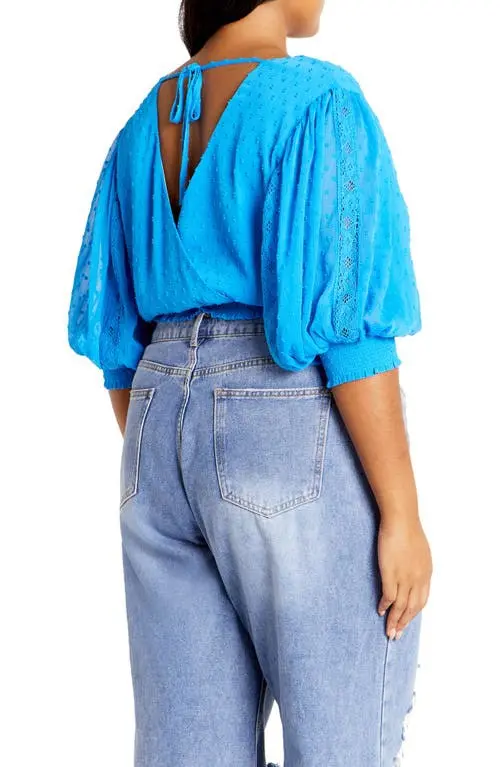 City Chic Swiss Dot Tie Back Crop Top