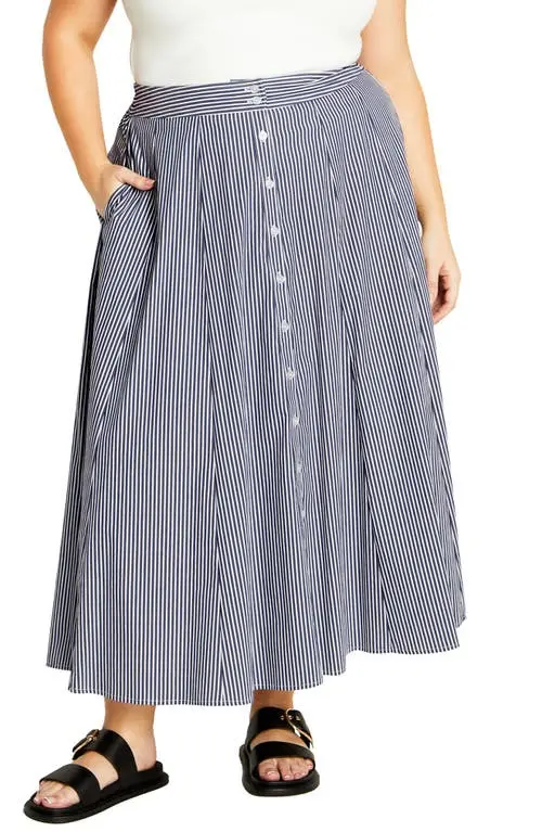 City Chic Stellar Stripe A-line Maxi Skirt