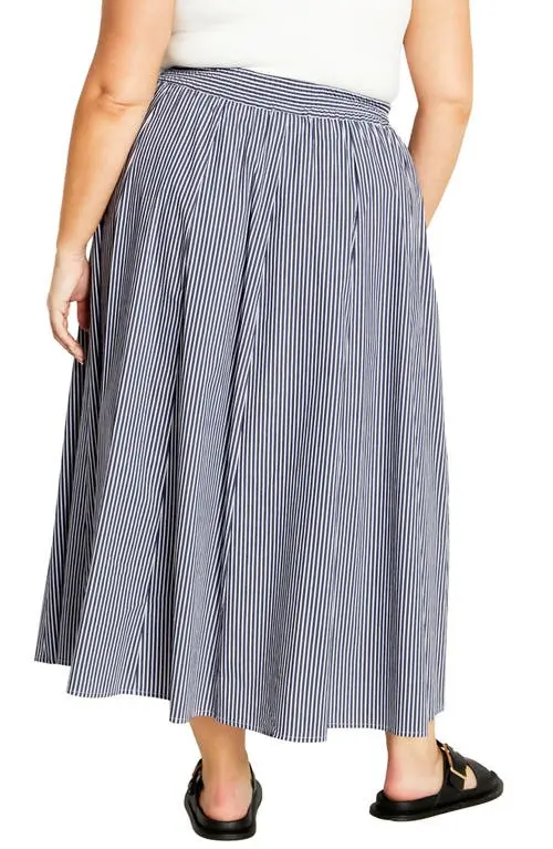City Chic Stellar Stripe A-line Maxi Skirt