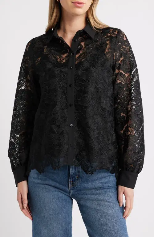 Caslon Long Sleeve Lace Button-up Shirt