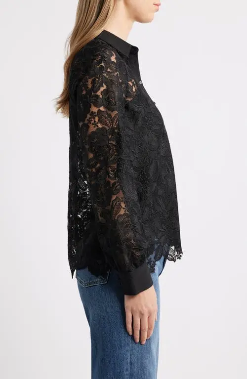Caslon Long Sleeve Lace Button-up Shirt