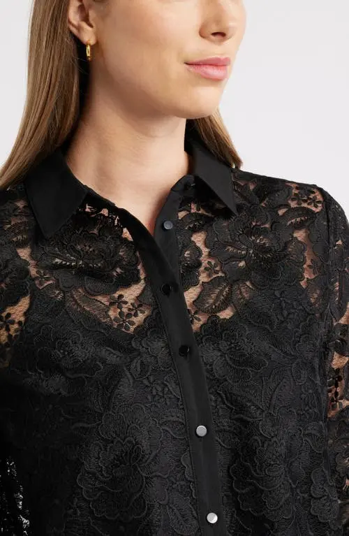 Caslon Long Sleeve Lace Button-up Shirt
