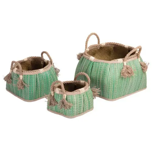 KAPLAN EARLY LEARNING COMPANY Sense Of Place Woven Basketsset Of 3 - Green