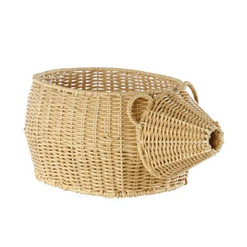 KAPLAN EARLY LEARNING COMPANY Hedgehog Washable Wicker Basket - Brown