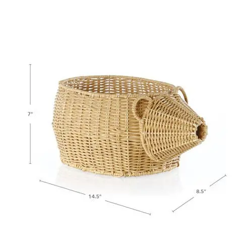 KAPLAN EARLY LEARNING COMPANY Hedgehog Washable Wicker Basket