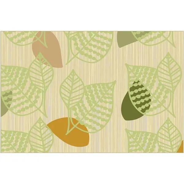 KAPLAN EARLY LEARNING COMPANY Sense Of Place Leaf Carpet4' X 6' Rectangle - Green