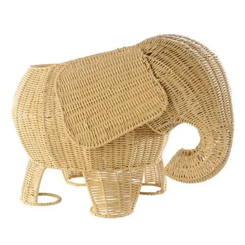 KAPLAN EARLY LEARNING COMPANY Elephant Washable Wicker Floor Basket - Brown