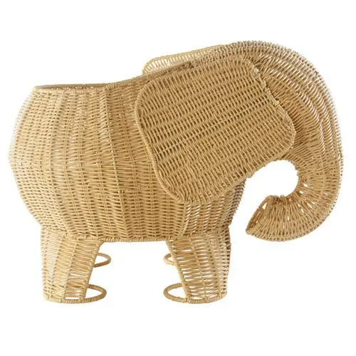 KAPLAN EARLY LEARNING COMPANY Elephant Washable Wicker Floor Basket