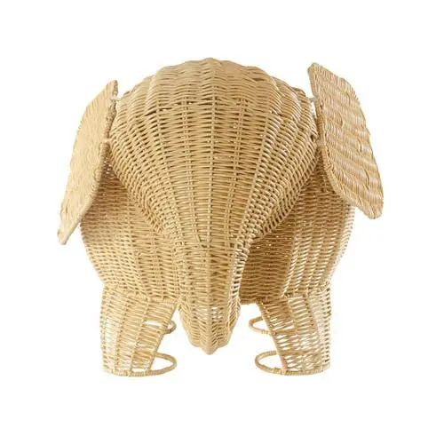KAPLAN EARLY LEARNING COMPANY Elephant Washable Wicker Floor Basket
