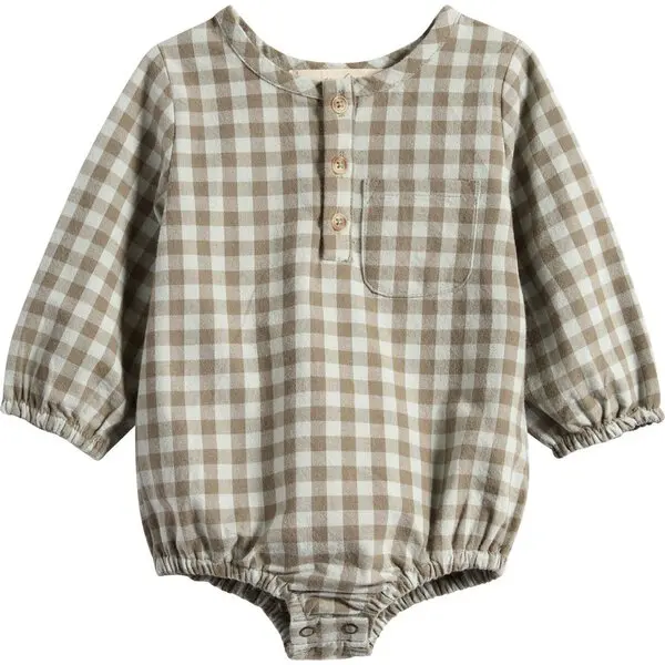 PEHR Plaid Organic Cotton Flannel Romper - Sage/light Sage