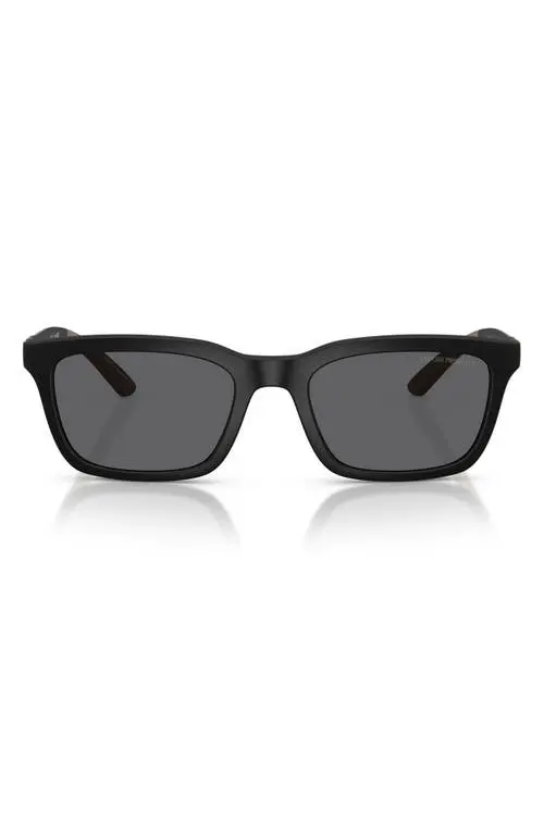 Emporio Armani 55mm Polarized Rectangular Sunglasses - Matte Black/grey Polar