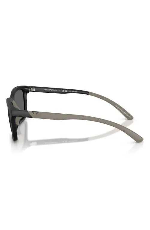 Emporio Armani 55mm Polarized Rectangular Sunglasses