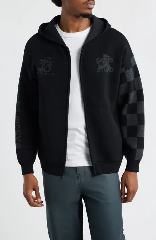 SANTO STUDIO Cotton Knit Zip Hoodie