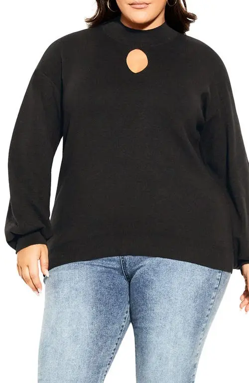 City Chic Keyhole Mock Neck Sweater