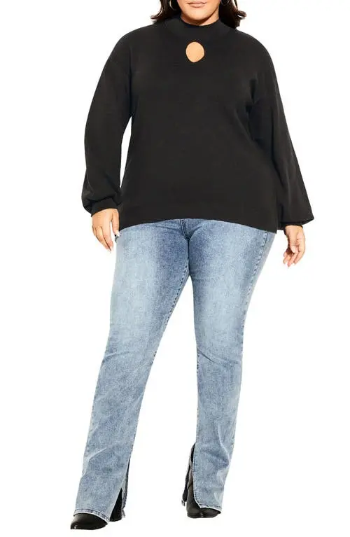 City Chic Keyhole Mock Neck Sweater