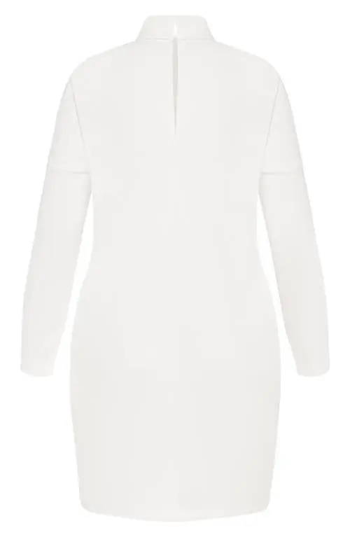 City Chic Long Sleeve Mini Dress With Wrap Neck