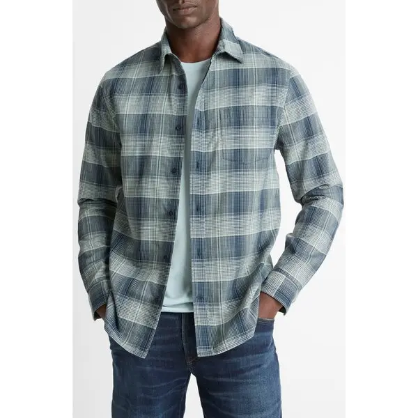 Vince Big Sky Gradient Check Cotton Button-up Shirt