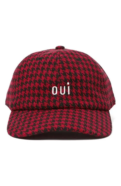 Clare V. Wool Baseball Cap - Black Red Houndstooth Petit