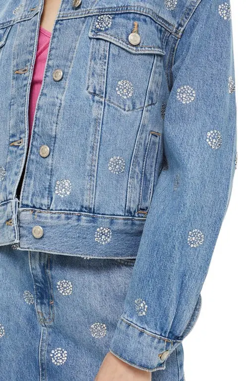 Topshop Diamante Sport Denim Jacket