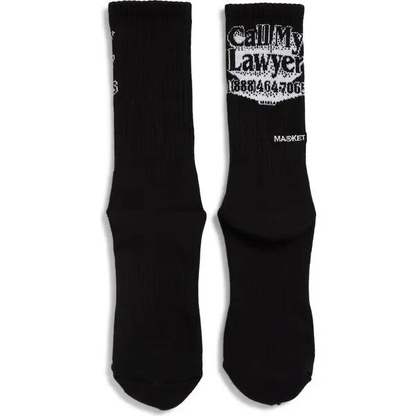 MARKET Phone Cotton Blend Crew Socks - Black