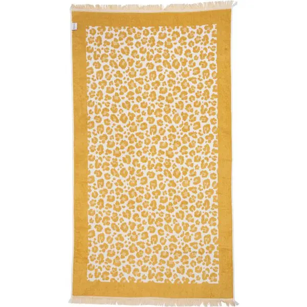 INFUSEZEN Leopard Print Organic Cotton Full Terry Turkish Towel - Golden Honey