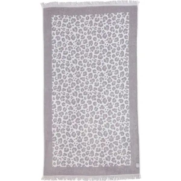 INFUSEZEN Leopard Print Organic Cotton Full Terry Turkish Towel - Grey