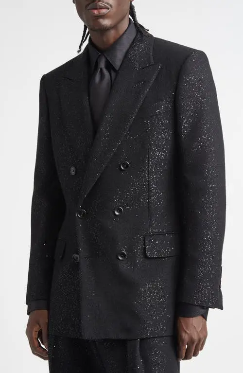 TOM FORD Sequin Light Double Breasted Wool Blend Bouclé Blazer