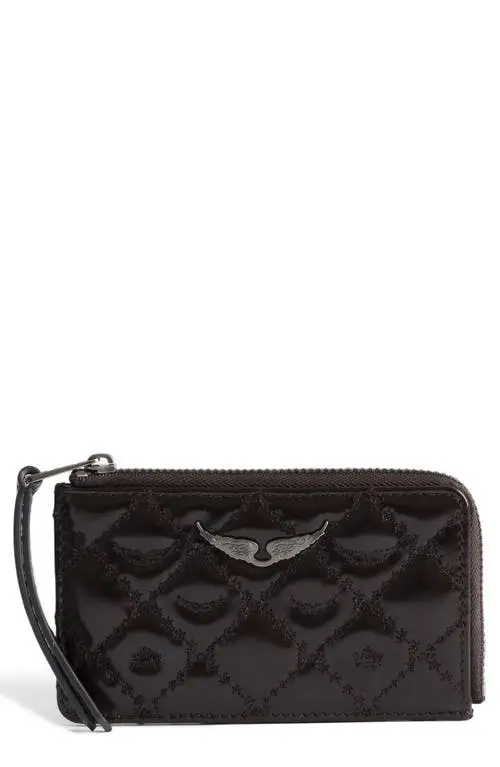 Zadig&Voltaire Vintage Monogram Quilted Leather Zip Card Case - Brownie