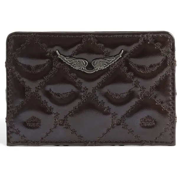 Zadig&Voltaire Pass Vintage Monogram Quilted Leather Card Case - Brownie