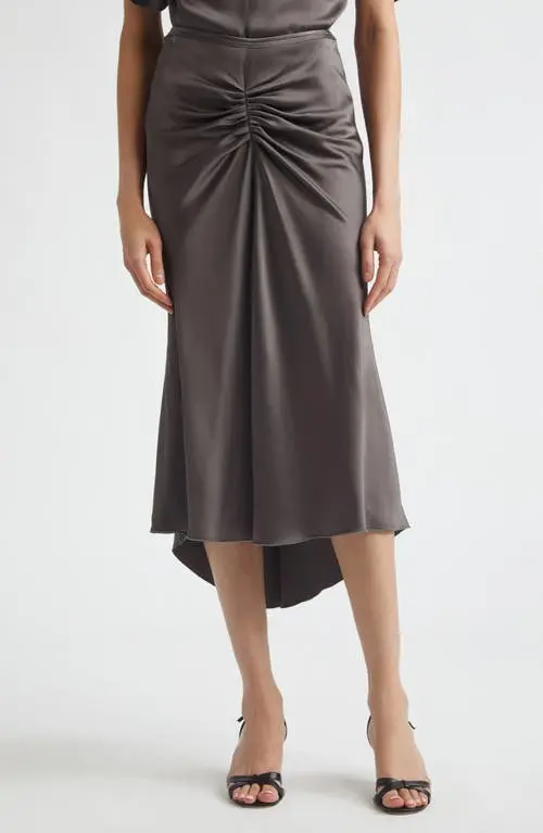 Victoria Beckham Gathered Satin Midi Skirt - Ore