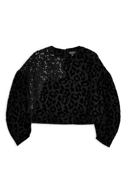Topshop Sequin Embellished Leopard Print Sweater