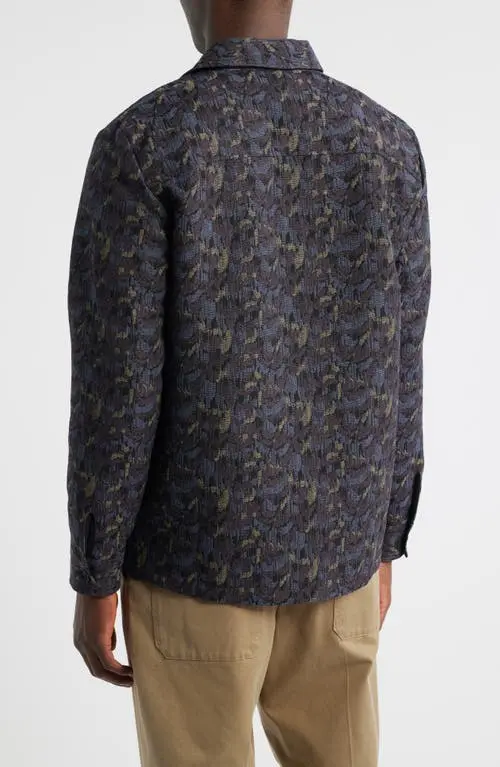 WAX LONDON Whiting Camo Jacquard Recycled Cotton-blend Shirt Jacket - Navy