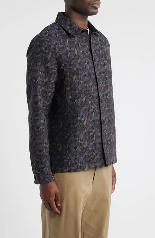 WAX LONDON Whiting Camo Jacquard Recycled Cotton-blend Shirt Jacket - Navy