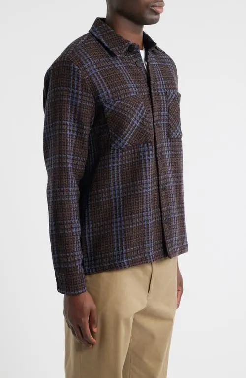 WAX LONDON Whiting Plaid Recycled Cotton-blend Shirt Jacket - Brown/blue