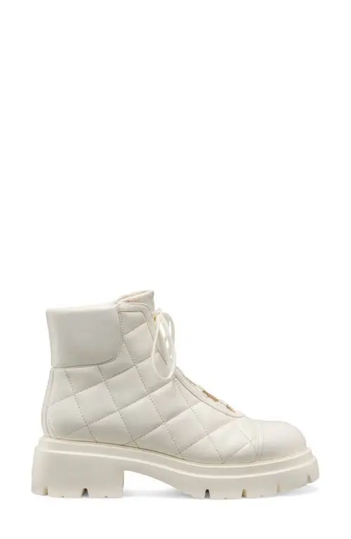 STUART WEITZMAN Hudson Quilted Lug Sole Bootie - Cream