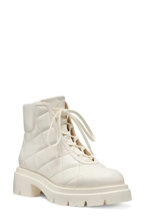 STUART WEITZMAN Hudson Quilted Lug Sole Bootie - Cream