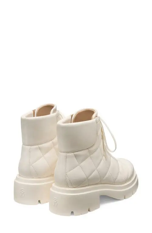 STUART WEITZMAN Hudson Quilted Lug Sole Bootie - Cream