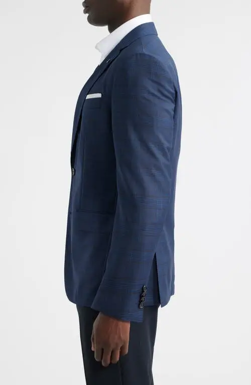 BOSS Hutson Slim-fit Plaid Wool Sport Coat - Dark Blue