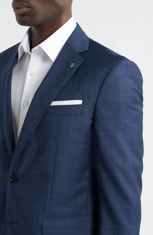 BOSS Hutson Slim-fit Plaid Wool Sport Coat - Dark Blue