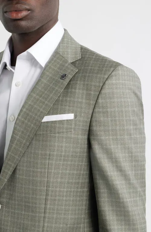 BOSS Hutson Plaid Wool Sport Coat - Medium Green