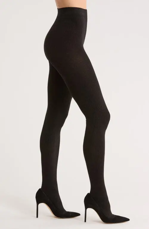 Nordstrom Sparkle Rib Tights - Black