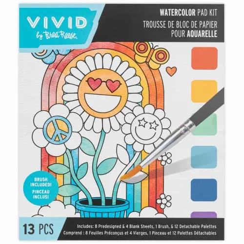 BREA REESE Watercolor Pad Kit, Rainbow - Multicolored